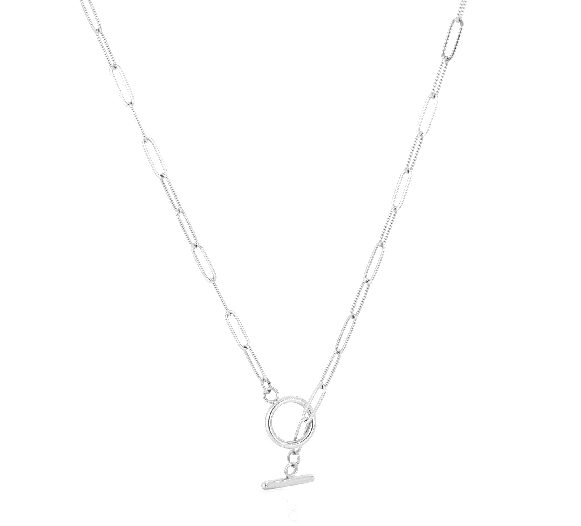 Jamie Silver Toggle Paperclip Chain Necklace - Waterproof Jewelry