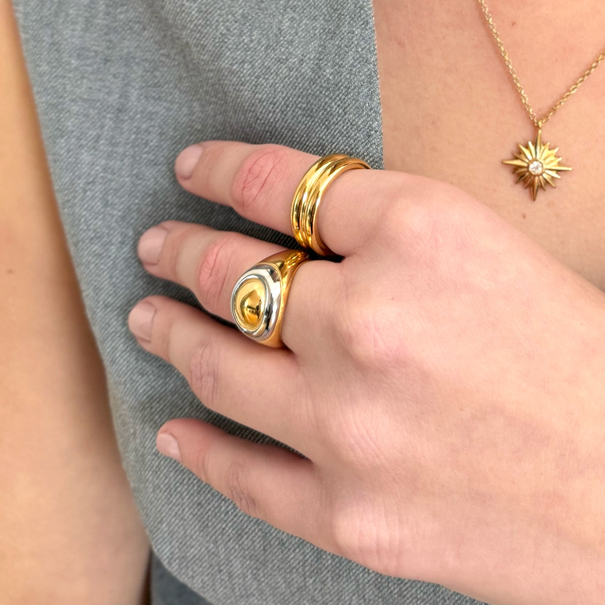 Venice Two Toned Dome Ring - Waterproof Ring